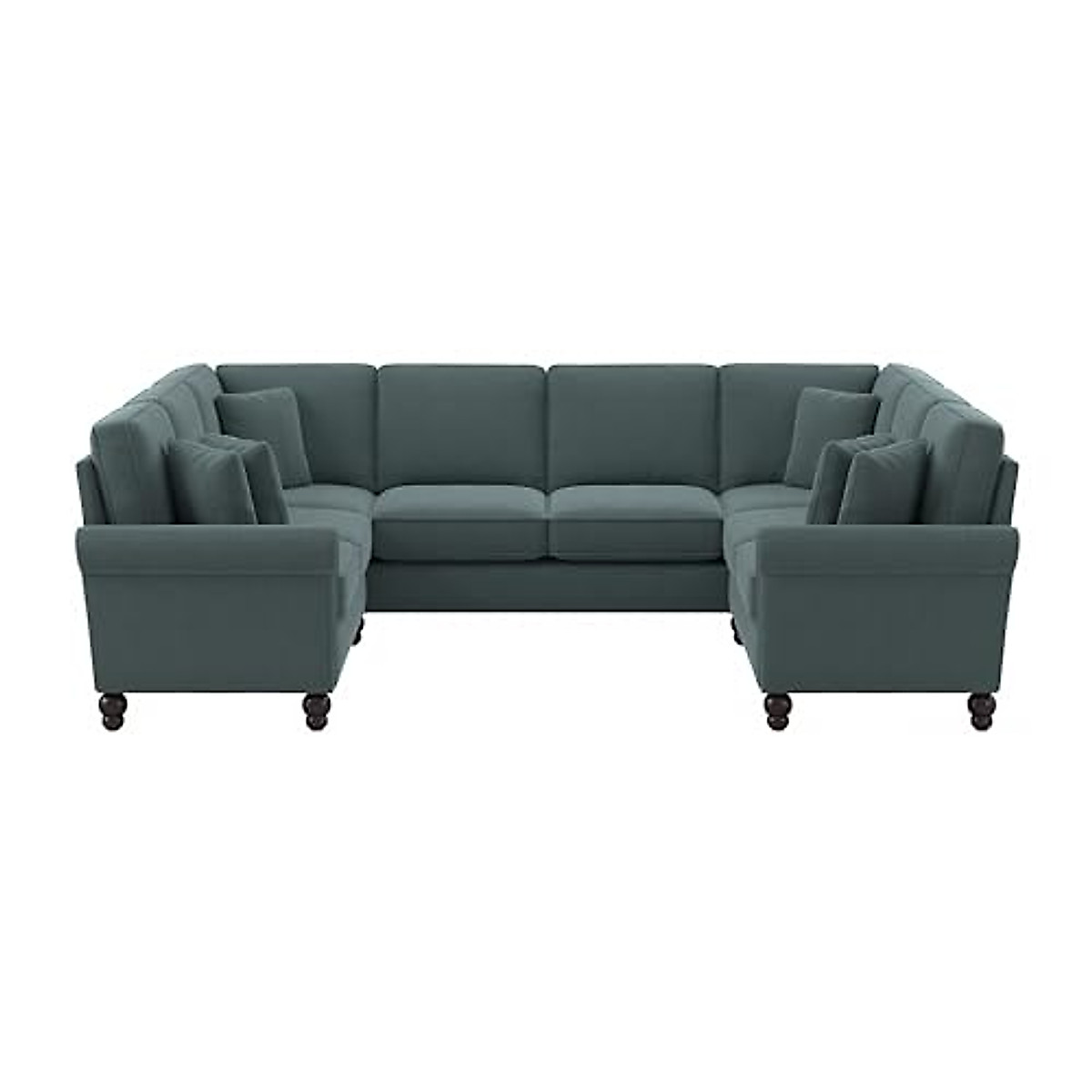 Bush Furniture Coventry U Shaped Sectional Couch, 113W, Turkish Blue Herringbone