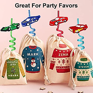 24 Race Car Party Favors Reusable Drinking Straws for Kids Boys Racecar Wheels Birthday Decorations Two Fast Party Supplies Drinking Markers
