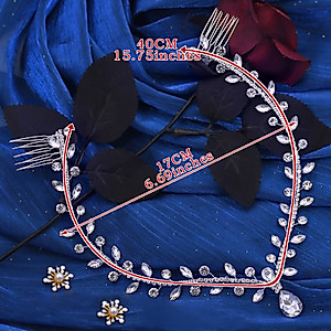 LOVFOIVER Bridal Rhinestone Headband Hair Comb for Women Wedding Teardrop Headpiece Bridal Forehead Head Chain Hair Accessories (silver)…