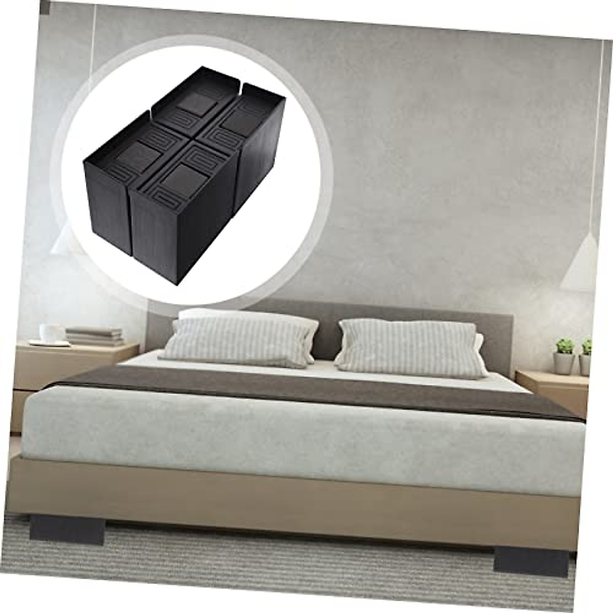 Veemoon 4pcs Heightening Pads Heavy Duty Bed Frame Vintage Couch Heavy Duty Desk Furniture Pad Bed Risers 8 Inch Heavy Duty Chair Legs Couch Risers Furniture Risers Bed Lift Black Sofa