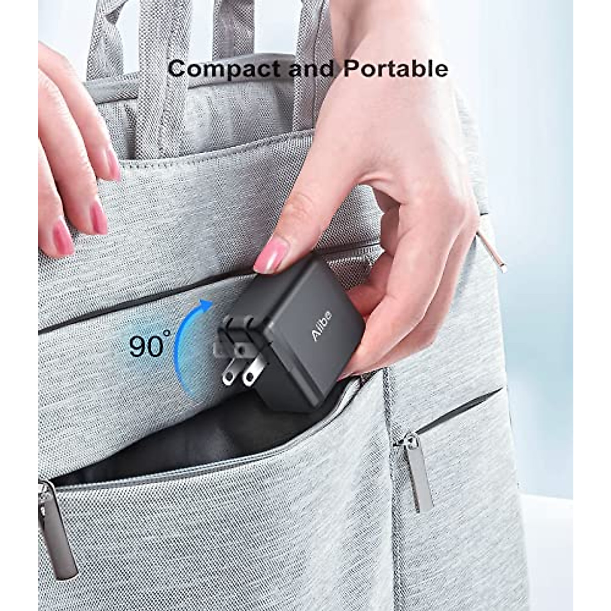 Aiibe USB C Charger 65W 3-Port PD 3.0 Fast Charger 65W GaN Wall Charger USB C Charger Block Type-C Foldable Adapter for MacBook Pro/Air, iPad Pro, iPhone 15/14/Pro, Galaxy S23 S22, Dell XPS13, Laptops