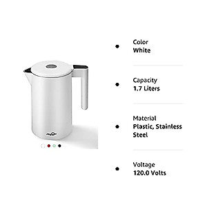 JOYHILL Electric Kettle Temperature Control,6 Variable Temperature Tea Kettle, Stainless Steel Interior 12 Hours Keep Warm,1500W Hot Water Boiler with STRIX Thermostat and Boil-Dry Protection,White