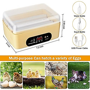 Chicken Egg Incubator, Automatic Egg Hatching Incubator,4-6 Mini Eggs Poultry Hatcher with Temperature Control Humidity Display for Hatching Chicken Quail Duck Bird Eggs