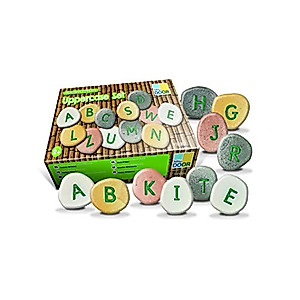 Yellow Door YD-9 Uppercase Alphabet Learning Pebbles for Kids, Kindergarten Grade to 3 Grade, 5" H, 3" L, 3" W