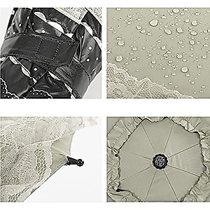 WANLIAN Princess Lace Ultraviolet-Proof Triple Folding Umbrella Dome used for ParasolDecorations Photoshoot Props.（Rice white）