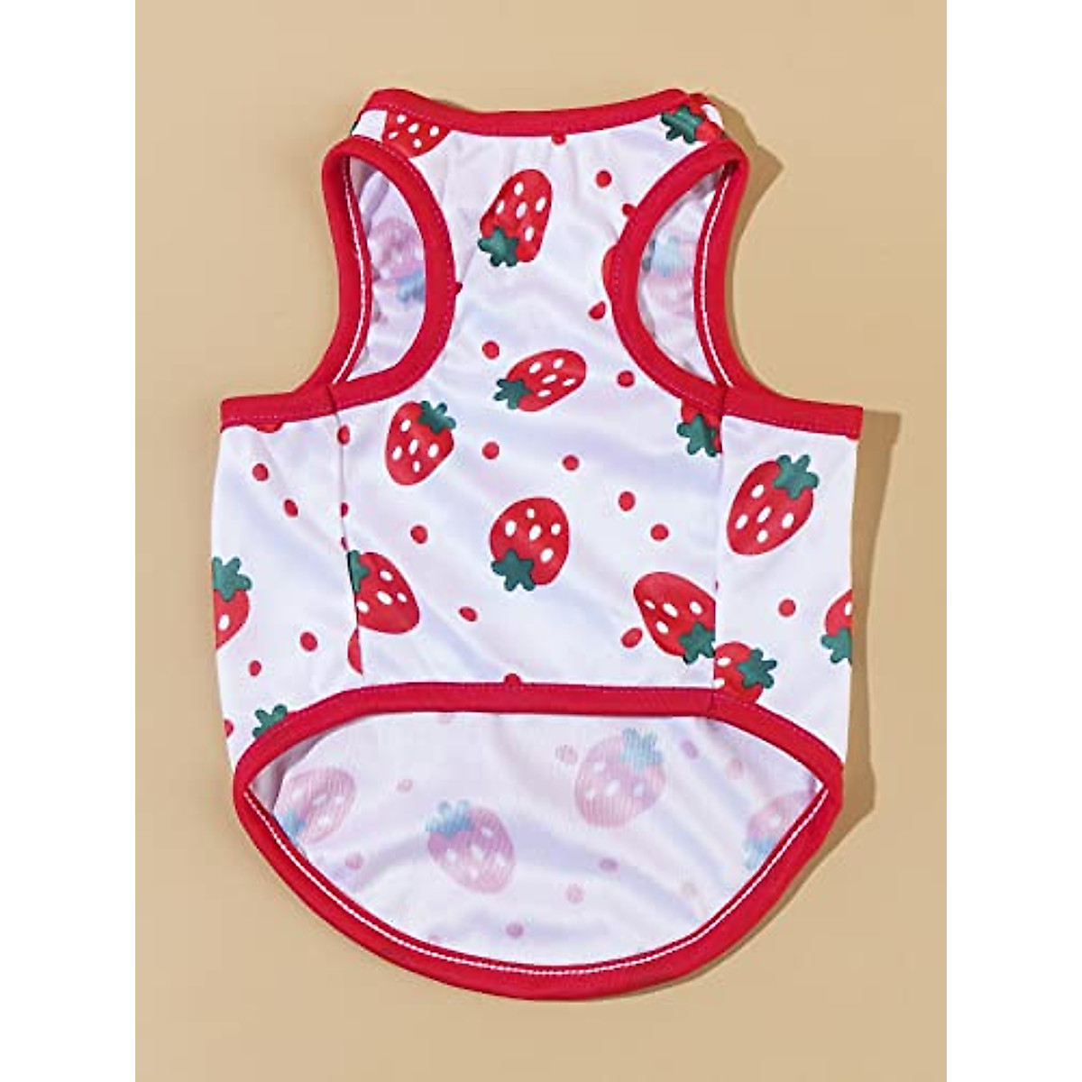 QWINEE Cute Dog Tank Top Fruit Strawberry Print Cat Puppy Shirt Breathable Lightweight Pet Vest Small Medium Large Dogs Cats Kitten Clothes Red B S