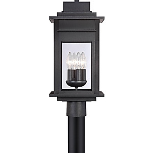 Franklin Iron Works Bransford Rustic Outdoor Post Light Fixture Black Specked Gray 19 1/2" Clear Glass Decor Exterior House Porch Patio Outside Deck Garage Yard Garden Driveway Home Lawn Walkway