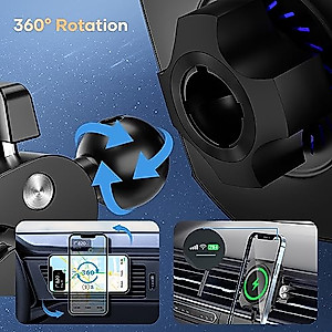 Wireless Car Charger Mount with Strong Magnetic Phone Grip, [Multi-Directional Adjustable] Convenient Wireless Charging Car Holder for iPhone 14/13/12/11/Pro Max/Samsung Galaxy (Mag-Safe)