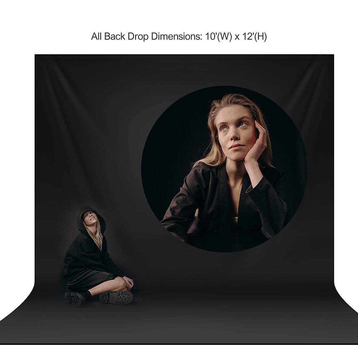 LimoStudio 10 x 12 feet / 120 x 144 inch White, Black, Green Backdrop Screen Photo Background, Premium > 150GSM Synthetic Material Superior Soft Texture for Professional Photo Video Studio, AGG1933