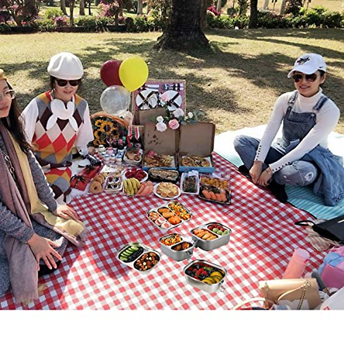 AIYoo 2 Tier Salad Container for Lunch Metal Bento Box 304 Stainless Steel Sandwich Containers Lunch Box With Leakproof Lid and Secure Locks - 1350ML / 46oz for Variety of Foods Snack Container