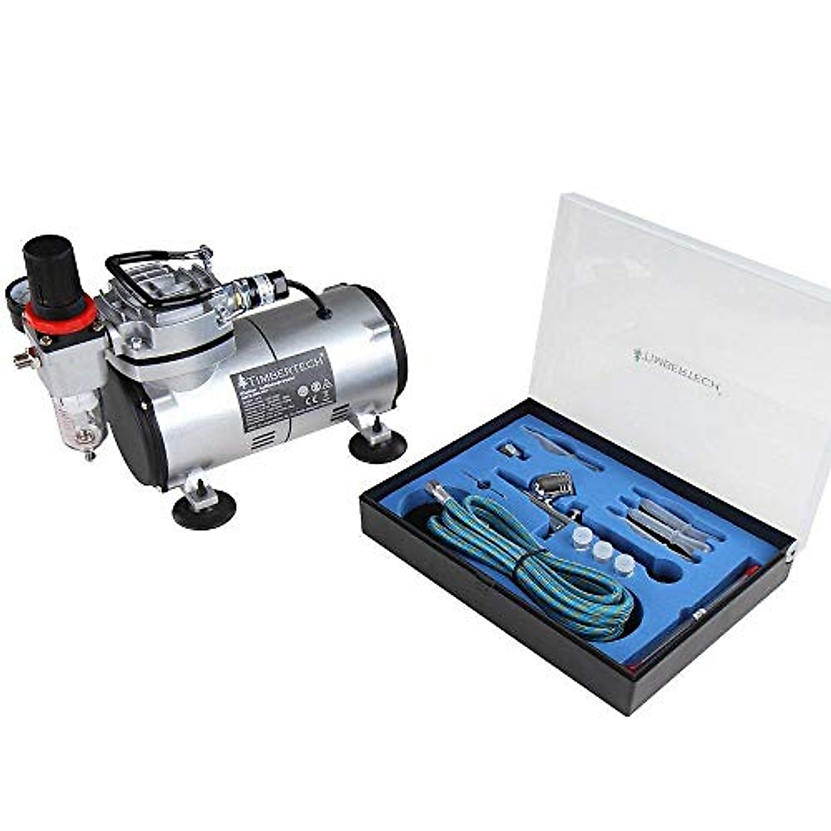 TIMBERTECH Airbrush Kit with Compressor, Multi-Purpose Airbrush Compressor Set, Dual Action Gravity Feed Airbrush with Air Hose for Hobby, Body Tattoo, Model Painting, Automotive Graphic, Make-up