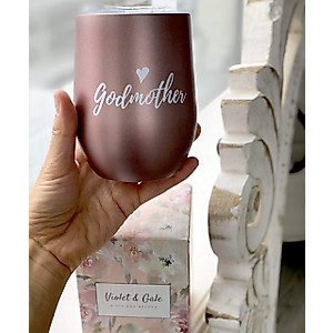 Violet and Gale Lovely Godmother Gifts From Godchild 12oz Wine Glass Tumbler Godparent Proposal Gift Keepsak Coffee Mug