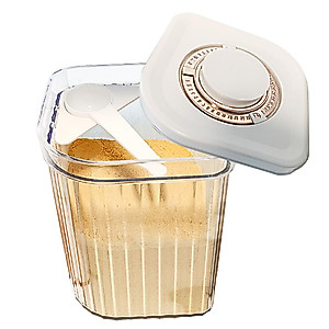 Besmall Food Storage Container with Pop Up Lids and Date Tracker Air Tight Containers with Scoop Clear Dispenser for Snacks, Candy, Salt, Herbs, Spices, Sugar, Coffee, 1.2L/ 40oz