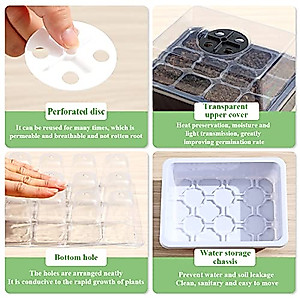 Evanda 12 Packs Seed Starter Tray Seedling Kits, Organic Germination Plant Starter Trays, with Lids Humidity Adjustable, for Greenhouse Grow Germination Seeds Growing Starting