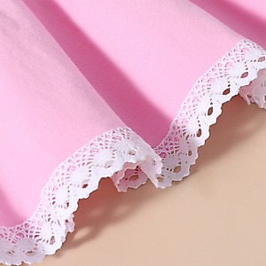 Ritatte Toddler Girls Valentine's Day Outfits Solid Color Ruffle Tunic Tops Love Heart Pants Headband 3Pcs Fall Winter Clothes(Pink, 3T)