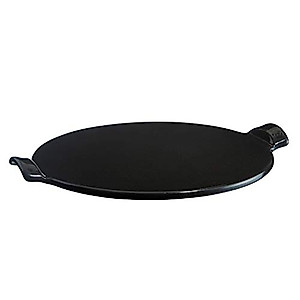 Emile Henry Made in France Flame Top Pizza Stone, Black. Perfect for Pizzas or Breads. In the Oven, On Top of the BBQ. Safe up to 750 degrees F. 100% Natural Clay, Glazed Surface. Easy to Clean.
