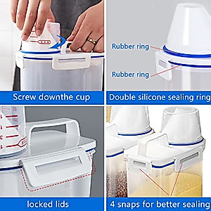 jioko 2Pack Plastic Transparent Tank, Rice Storage Barrel, Household Food Container Grain Storage Box for Oatmeal, Grain, Cereal, Pasta, Flour