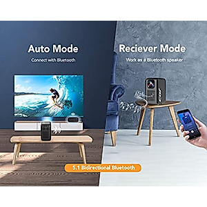 Outdoor Projector, 1080P WiFi Bluetooth Projector, 4K Projector with Android TV9.0, 400 ANSI Lumens Video Projector with 4P Keystone Correction, Zoom,Wireless Connection with iOS/Android