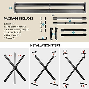 CAHAYA Adjustable Keyboard Stand Double Braced X Style Digital Piano Stand with Locking Straps for 61 76 88 Keys CY0245