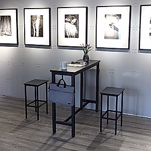 Finnhomy Bar Table Set, 47" Pub Table High Top Table, Rectangular Bar Height Table, Bar Table with Stools, Kitchen Table Set for 2, Industrial Breakfast for Kitchen, Living Room, Rustic Black