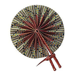 Dupsie's ANAN African Kente Print Folding Handheld Hand Fan Hand-Crafted