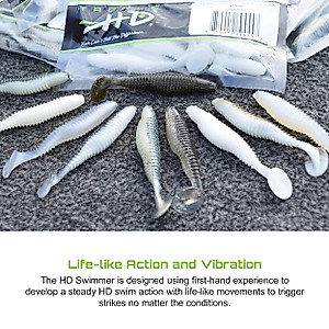 Tackle HD Swim Bait 36-Piece Bass Fishing Soft Plastic Lure Kit with Jig Heads