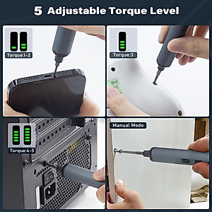 XOOL 68 in 1 Electric Screwdriver Set Precision Screwdriver Set with 64 Magnetic Bits, Rechargeable 2 Gears Torque Power Screwdriver Kit for Electronics, Computer, Laptops, Phone, PC, Game Console