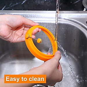 8 Packs Silicone Egg Rings, 4 Inch Food Grade Egg Cooking Rings, Non Stick Fried Egg Ring Mold, Pancake Breakfast Sandwiches, with 2 Silicone Brushes