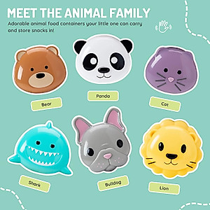 melii Animal Snack Containers with lids - Food Storage for Toddlers and Kids - Bulldog, Lion & Panda (Pack of 3)