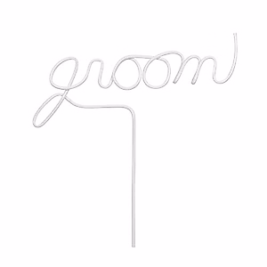 Santa Barbara Design Studio Sippin' Pretty Curly Plastic Word Straw, 8 x 9.5-Inches, Groom White