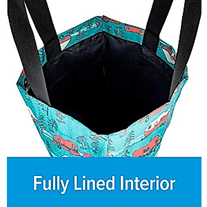 Camco Life Is Better at The Campsite Tote Bag | Features Teal Camper/RV Theme | Fully Lined Interior with Zippered Interior Pocket (53269) White Large