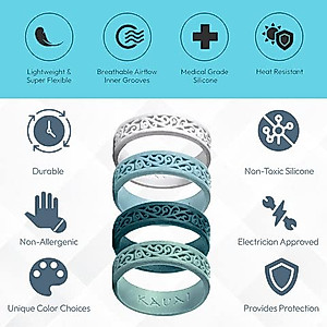 KAUAI Silicone Rings for Women – Soft and Pretty. Comfortable, Breathable, Stackable Rings. Lightweight Rubber Womens Engagement Ring & Wedding Band. Women’s thin Unisex Bands