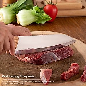 feng&feng 8-Inch Chef's Knife - Stainless Steel Blade, Wood Handle, Three Rivets - Sharp, Durable Kitchen Knife