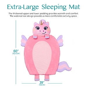 JOIEDOMI Toddler Nap Mat with Pillow & Blanket - 60" x 39" for Kids Ages 3+ - Nap Mat for Preschool - Kids Sleeping Bag Unicorn - Soft Plush Sleeping Mat - for Boys Girls Kindergarten Daycare