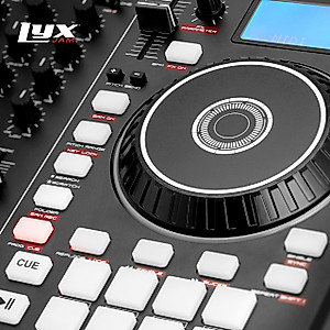 LyxJam 2-Deck Portable DJ Controller, Mixing Console with LCD Display | Manual Looping, USB, MIC Input, Record Output, 16 Performance Pads with Virtual DJ LE Software Included (Download)