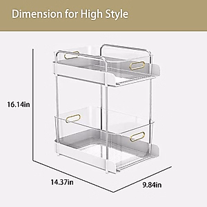 ILIKUHOME Under Sink Organizers and Storage, 2-Tier Clear Organizer with Sliding Drawers, Muti-purpose Pull Out Organizers for Bathroom, Kitchen, Pantry, Makeup, Office, High Style
