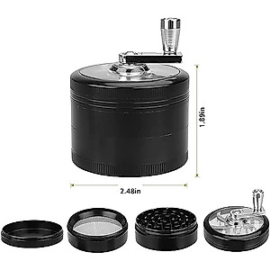 Herb Grinder, 2.5 inch 4 Layers with Zinc Alloy Manual Handle Grinder Kitchen Spice Grinder