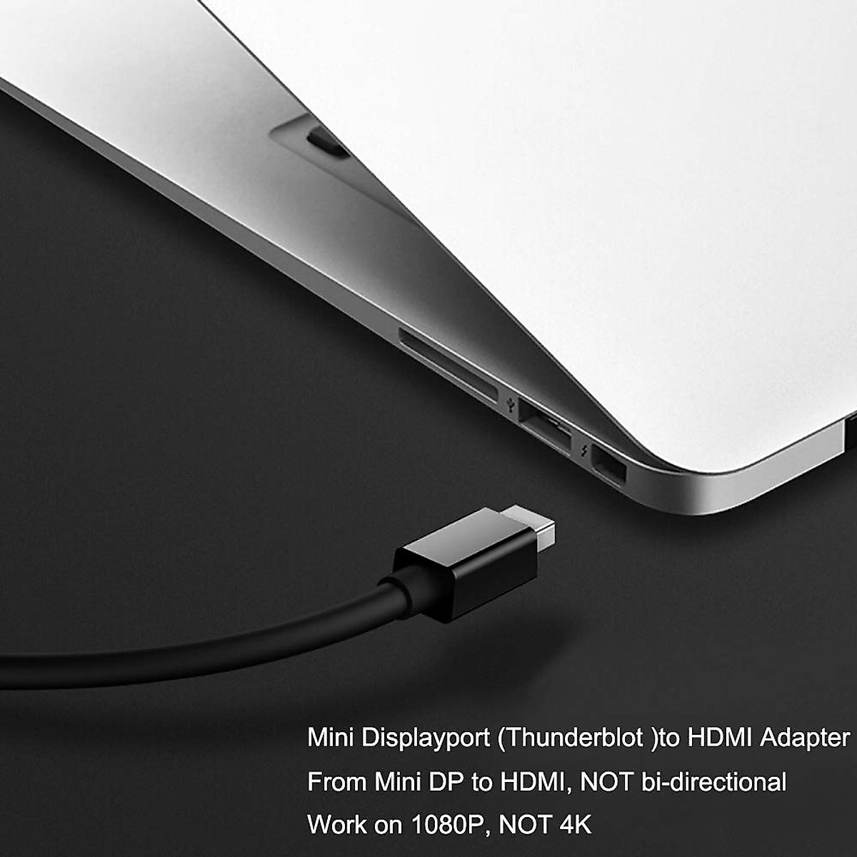 QCEs Mini DisplayPort to HDMI Adapter, Thunderblot to HDMI Cable Adapter Compatible with Apple MacBook Air Pro, iMac,Microsoft Surface Pro Dock to TV/Monitor/Projector Black