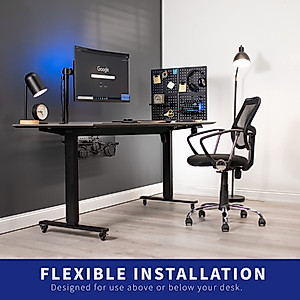 VIVO Steel Clamp-on Desk Pegboard, 12 x 20 inch Privacy Panel, Magnetic Peg Board, Office Accessory Organizer, Above or Under Desk Placement, Black, PP-DK12B