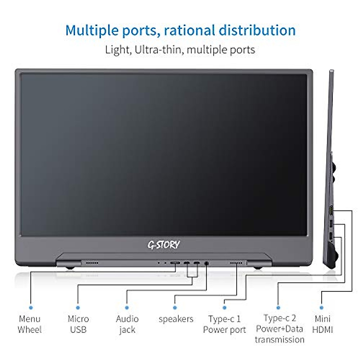 G-STORY 15.6 Inch Portable Touchscreen Monitor Ultrathin FHD 1080P IPS Portable Gaming Monitor for Laptop PC Mac Phone PS4 PS5 XB Series Direct-Connected HDR FreeSync USB C VESA Mount