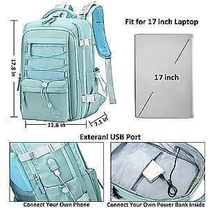 Travel Backpack for Women Men 17 Inch Laptop Backpacks with USB Port Carry on Bag Airline Approved Large College School Bookbags Waterproof Work Business Sport Rucksack Casual Daypack (Green)