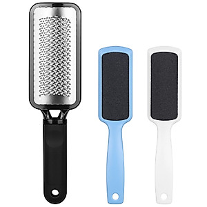 3 Pieces Colossal Foot Files Kit Foot Scrubber Foot Rasp and Double-Sided Heel File Pedicure Tools Callus Remover Stainless Steel Feet Scraper Foot Grater for Dead Skin Professional