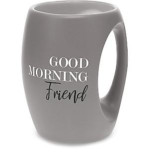 Pavilion Gift Company Gray Huggable Hand Warming 16 oz Coffee Cup Mug Good Morning Friend