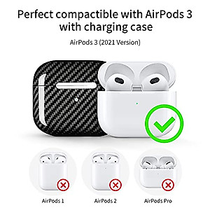 MONOCARBON Carbon Fiber Case for AirPods 3 Magnetic Wireless Charging AirPod 3 Cover, Slim Carbon Fibre Cover for AirPods 3 Earbuds-Ultra Protect