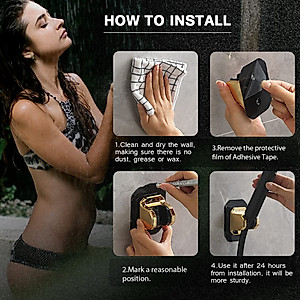 Shower Head Holder Adhesive Adjustable Handheld Shower Wand Holder No Drilling Wall Mount Bracket (Silver) (Shower Head Holder)