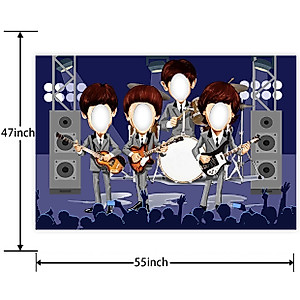DZTRELFK Band Banner, Rock and Roll Theme, Pretend Play Party Decor, Large Guitarist Bassist Drummer Face, Multi Color, 71x47 inches, Birthday Party Supplies