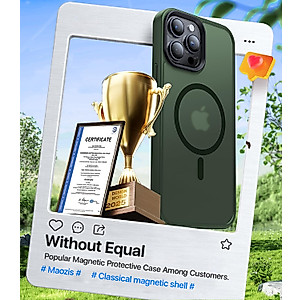 Maozis Strong Magnetic for iPhone 13 Pro Max Case [Compatible with Magsafe][Military Grade Drop Protection] Protective Shockproof Translucent Matte Slim Phone Case for iPhone 13 Pro Max, Army Green