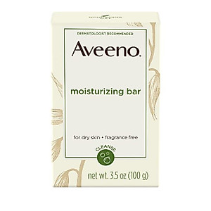 Aveeno Gentle Moisturizing Bar Facial Cleanser with Nourishing Oat for Dry Skin, Fragrance-free, Dye-Free, & Soap-Free, 3.5 oz (Pack of 2)