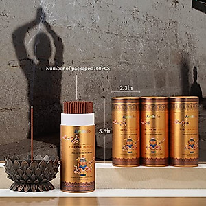 Tibetan Incense Sticks - Tibet Natural Meditation Healing Incense (160 Sticks) 300-year-old Buddhist Incense Secret Recipe - Blessed by Monk Used for Prayer Ceremony,Attracts Wealth