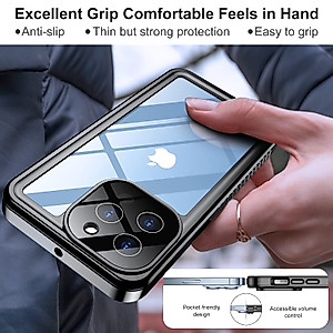 Temdan [Real 360 for iPhone 13 Pro Max Case Waterproof, Built-in 9H Tempered Glass Camera Lens & Screen Protection [13FTMilitary Dropproof][Full-Body Shockproof][IP68 Underwater] Phone Case White